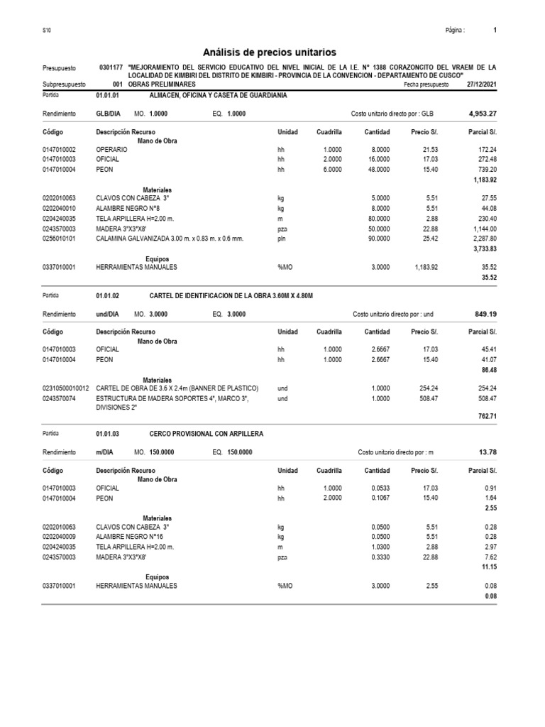 01 Apu O. Preliminares | PDF | Presupuesto