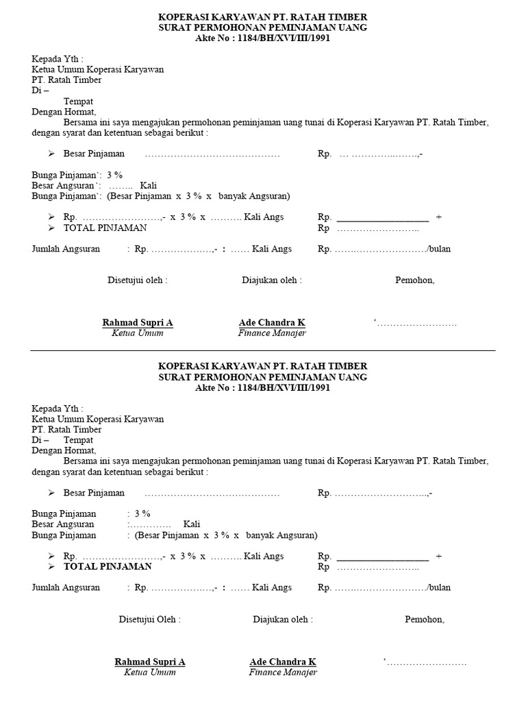 Form Pinjaman Uang Dan Barang | PDF