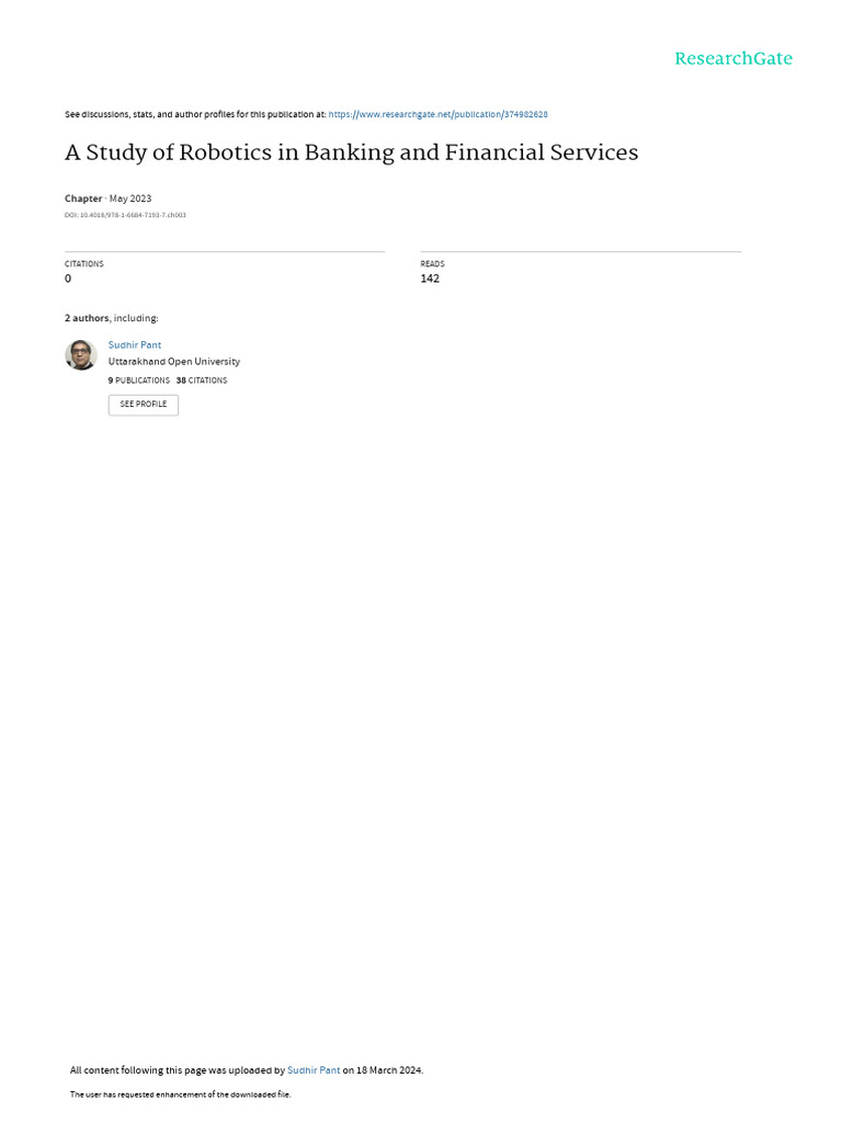 A Study of Robotics in Banking and Financial Services | PDF | Banks | Robot