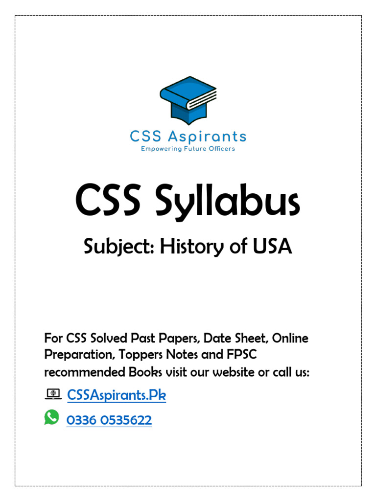 History of USA CSS Syllabus | PDF | The United States | Politics Of The ...