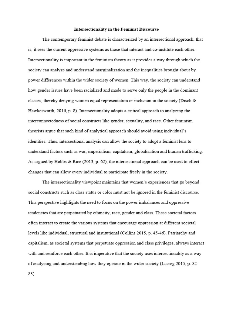 Intersectionality in The Feminist Discourse. Edited | PDF ...