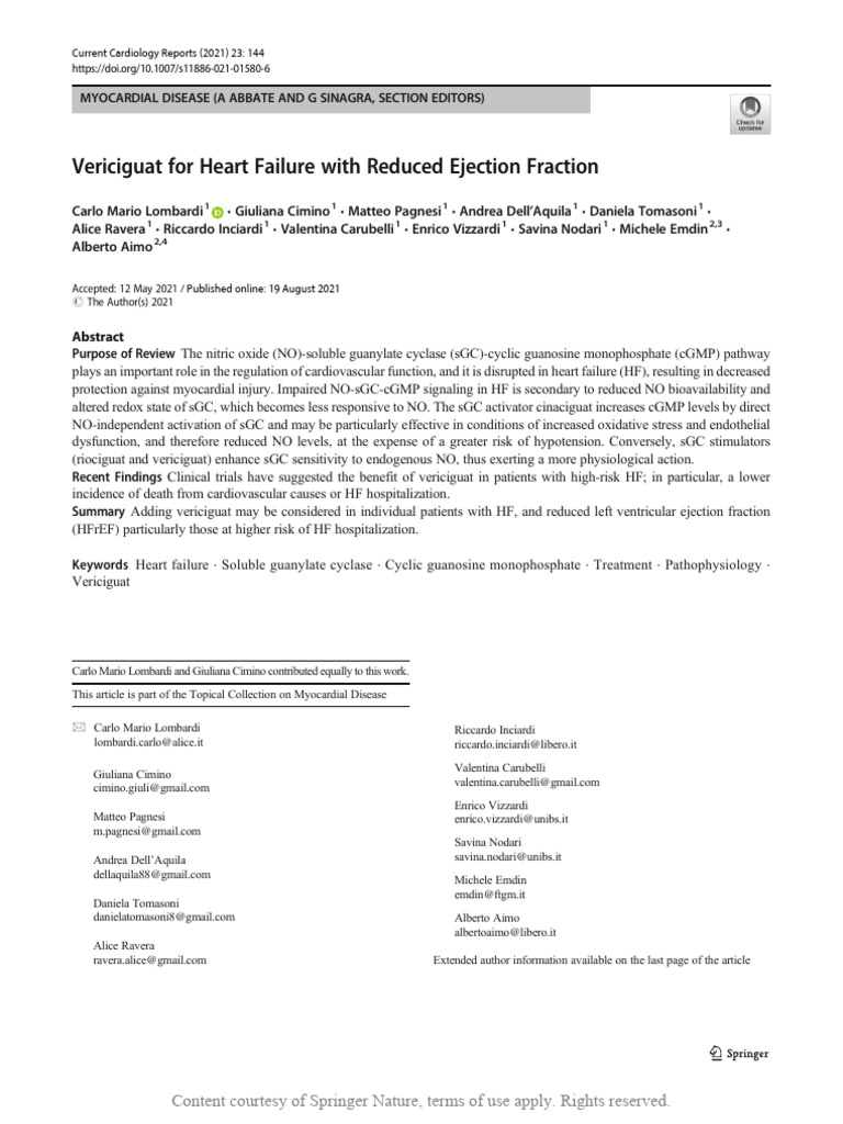 Vericiguat For Heart Failure With Reduced Ejection | PDF | Heart ...