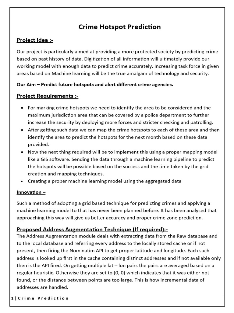 Crime Prediction Project Synopsis | PDF | Geographic Information System | Machine Learning