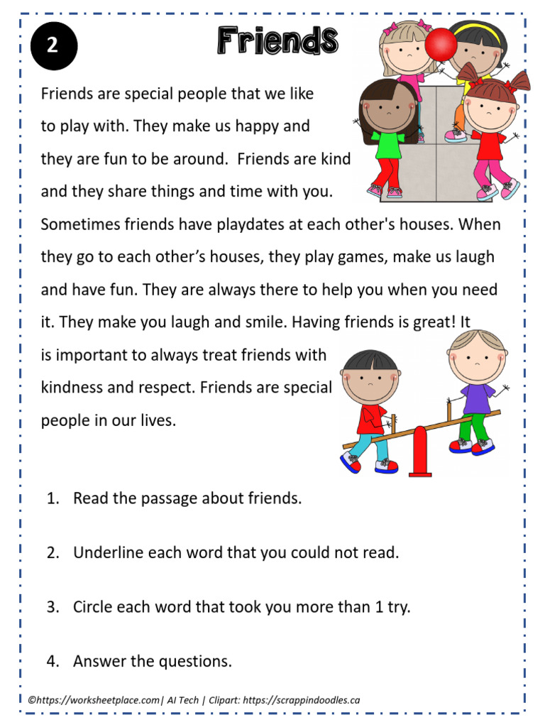 Reading Comprehension Worksheets 2friends | PDF