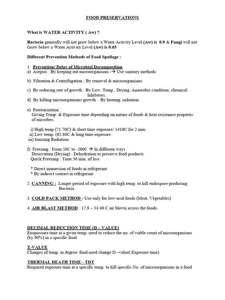 Note - Food Preservations | PDF