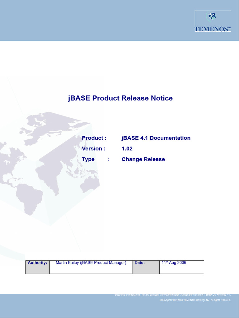 Release Note jBASE Documentation 1.02 | PDF | Documentation | Computer Science