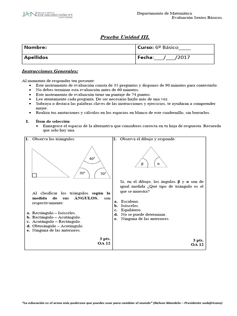 PDU III Sexto | PDF | Triángulo | Ángulo