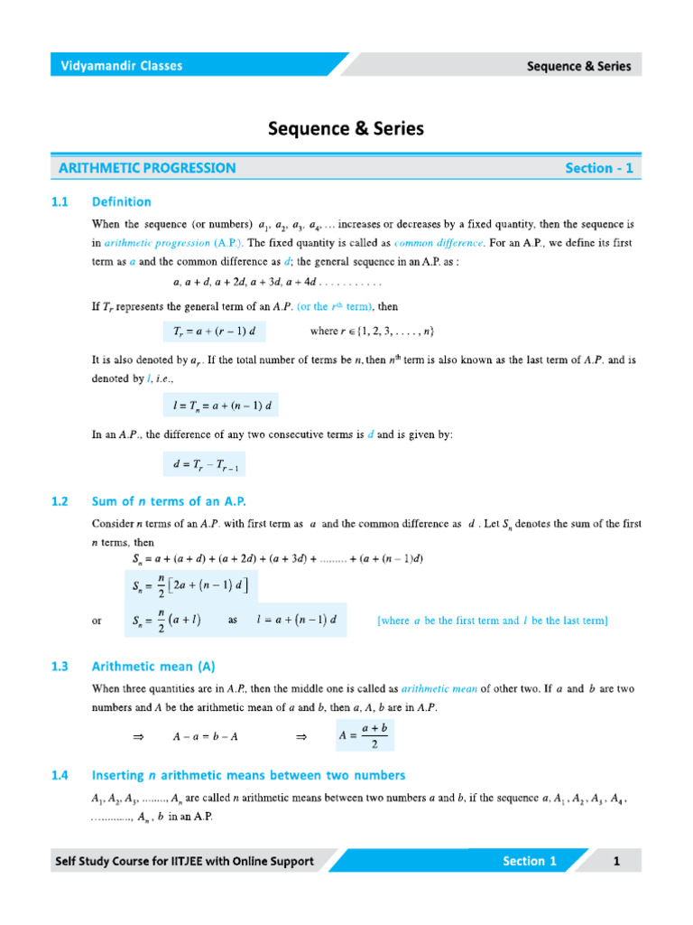 Sequence and Series Module | PDF
