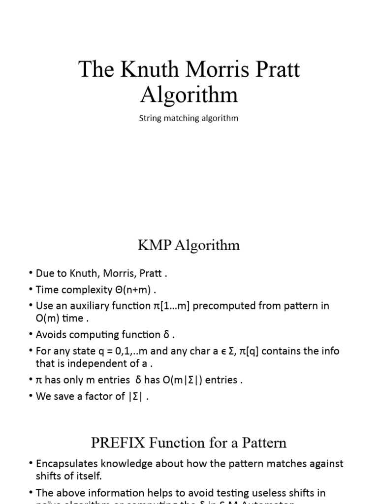 The Knuth Morris Pratt Algorithm | PDF | Mathematical Logic | String ...