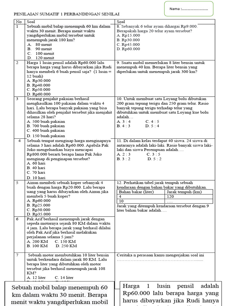 Soal Perbandingan dan Rasio | PDF