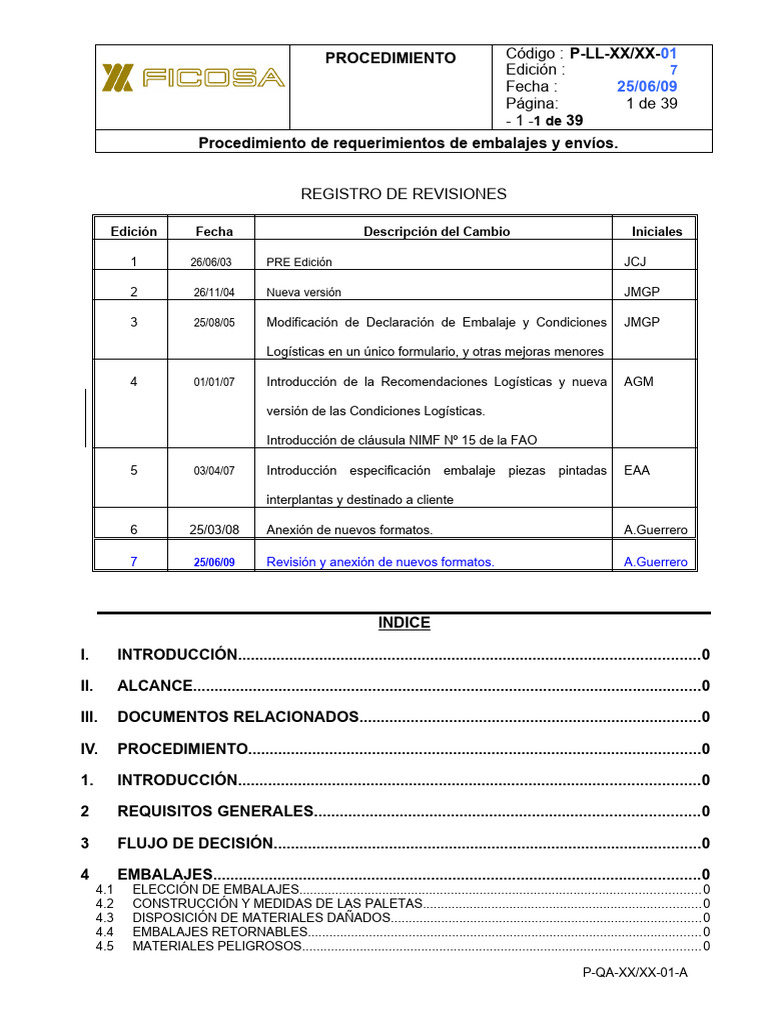 2.procedimiento Requerimientos Embalajes Envios | PDF | Lean ...