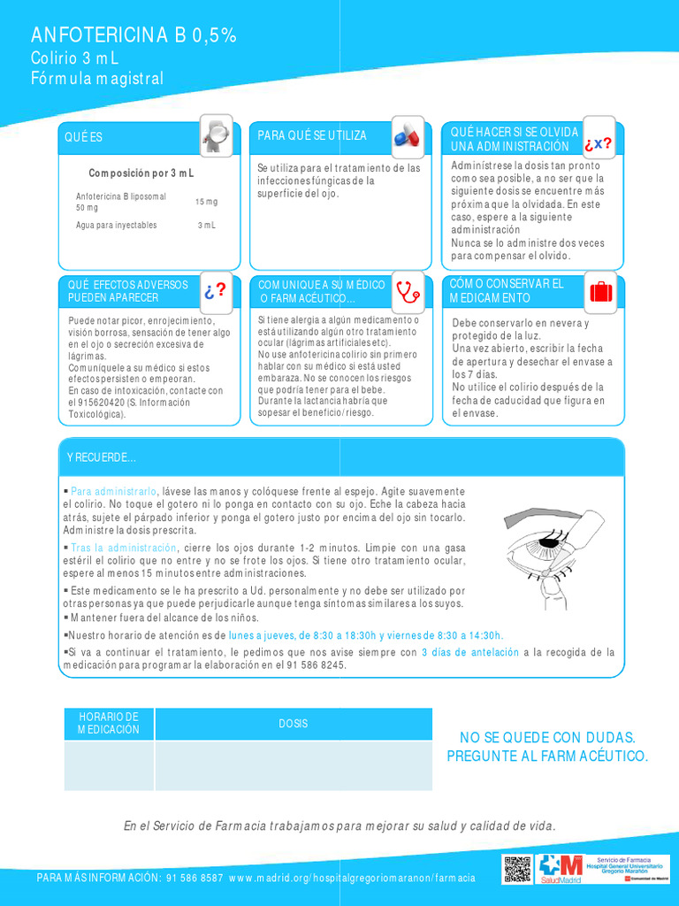 Anfotericina B 0.5% Colirio (F - Rmula Magistral) | PDF | Farmacia ...