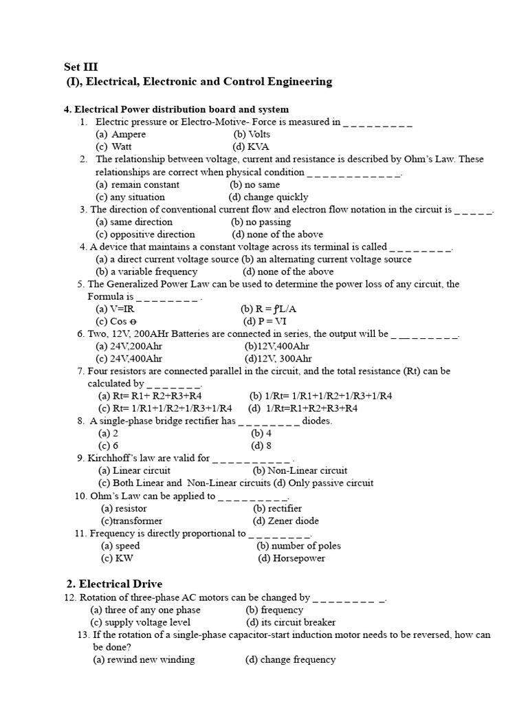 Electrical Engineering Exam Questions | PDF | Electric Motor ...