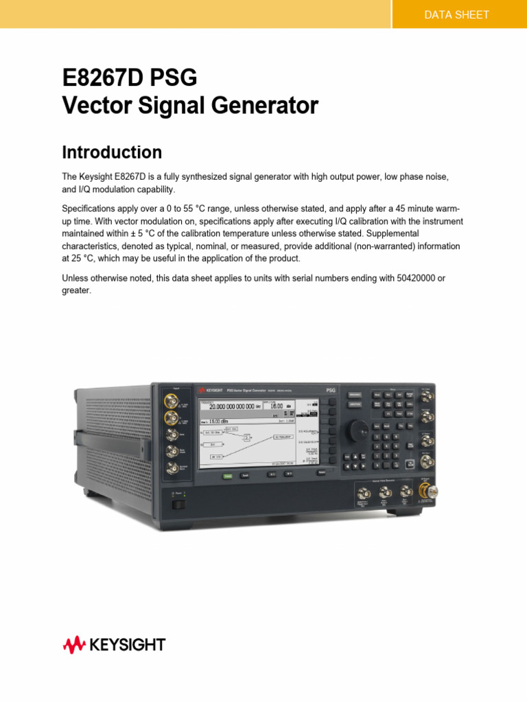 Vector Signal E8267D PSG | PDF | Hertz | Modulation