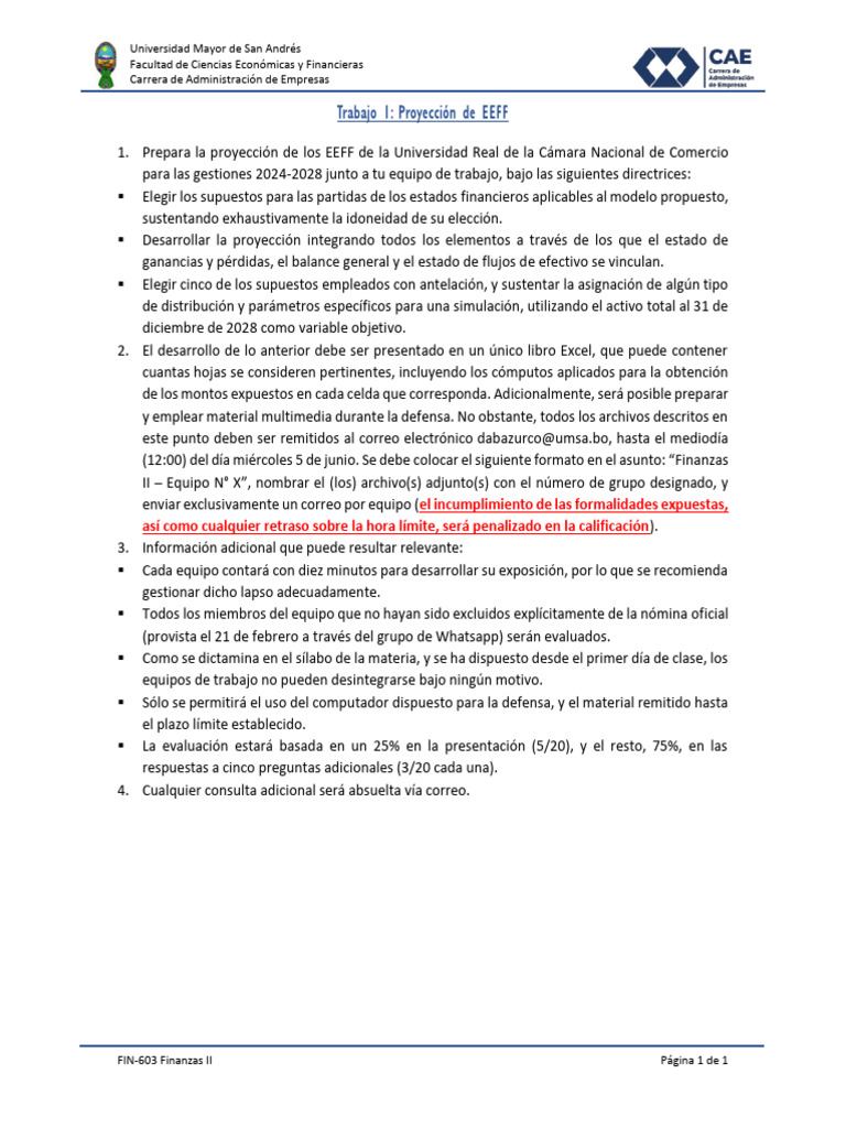 Trabajo 1: Proyección de EEFF | PDF