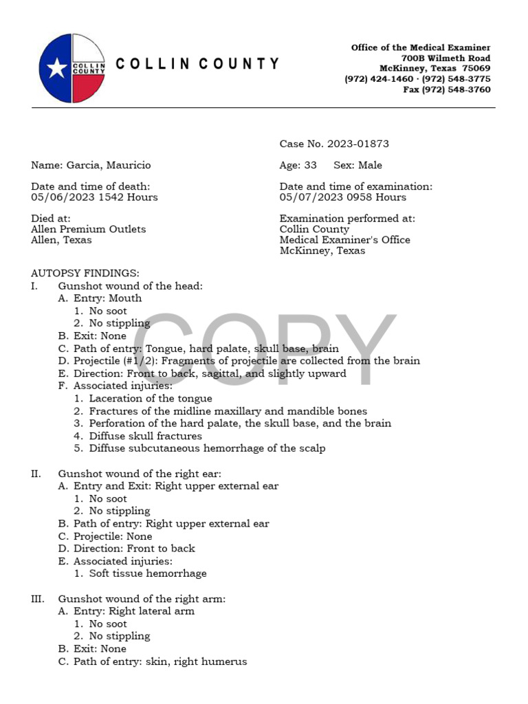 Collin County Autopsy Report: Garcia | PDF | Heart Valve | Aorta