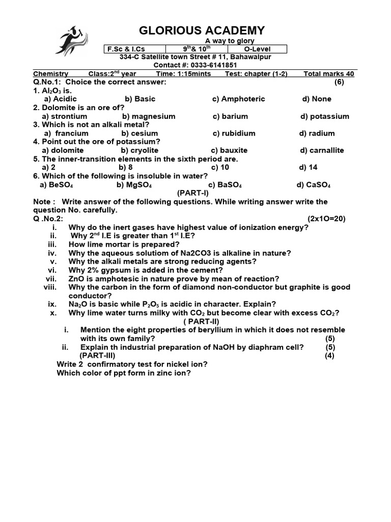 2nd Year CHP 1 and 2 | PDF | Atoms | Physical Chemistry
