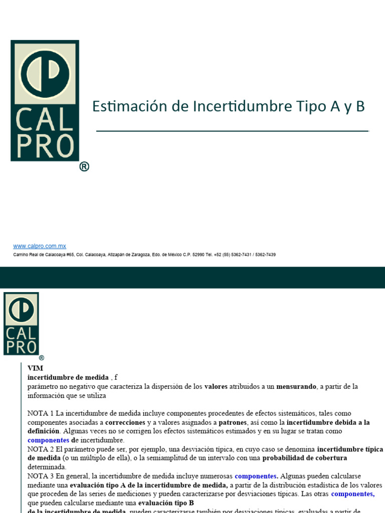 Evaluación de Incertidumbre en Medición | PDF | Incertidumbre ...