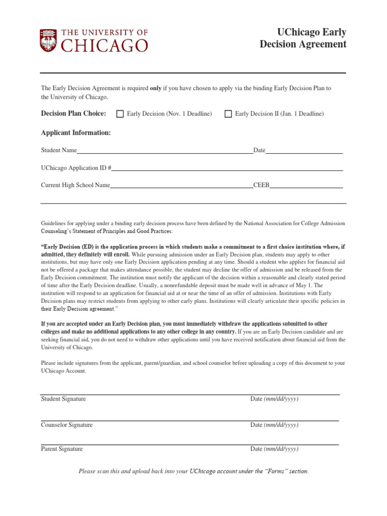 Uchicago Early Decision Agreement | PDF | Career & Growth | Business