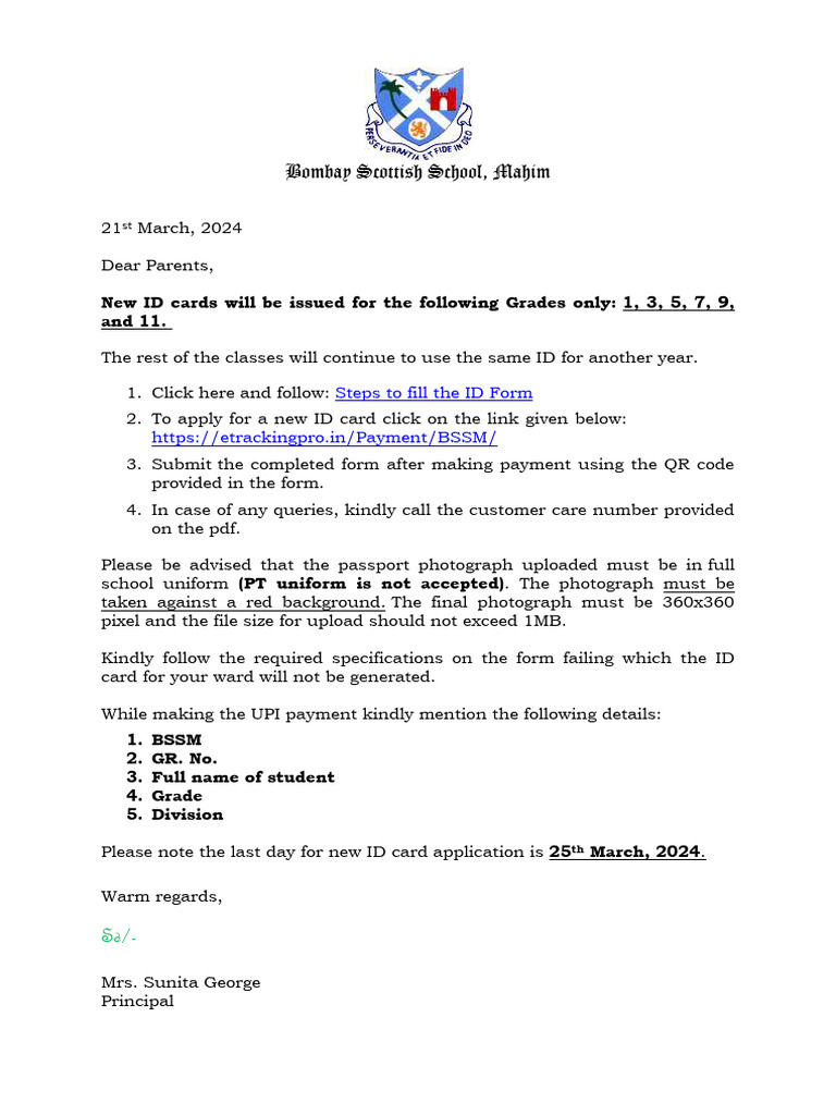 Bombay Scottish School, Mahim: New ID Cards Will Be Issued For The ...