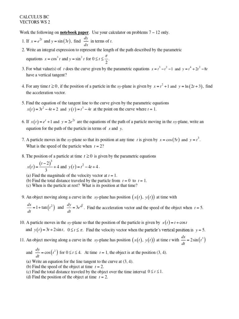 3 Vectors WS 2 (With Answers) | PDF | Acceleration | Mathematical Concepts
