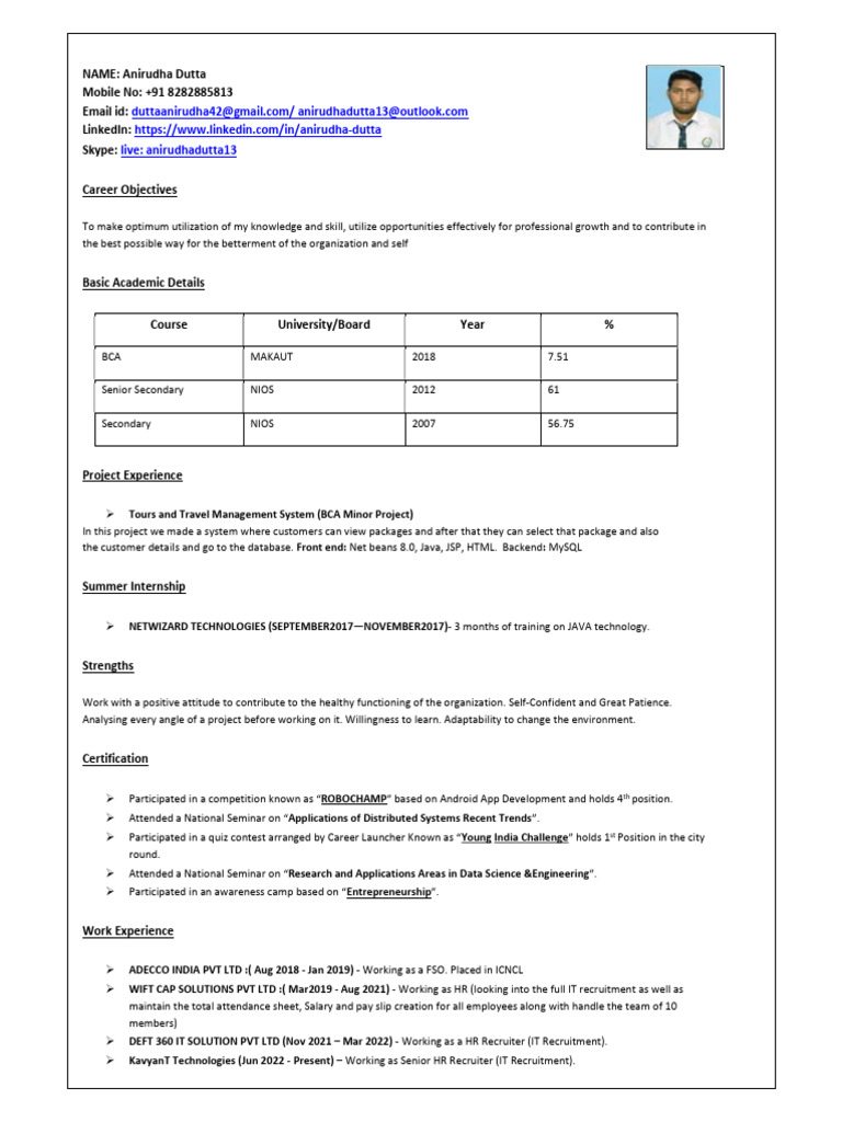 Naukri AnirudhaDutta (5y 0m) | PDF | Computing | Software