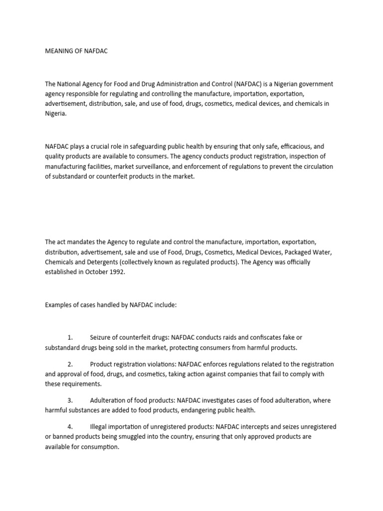Original Nafdac | PDF | Medical Device | Cosmetics