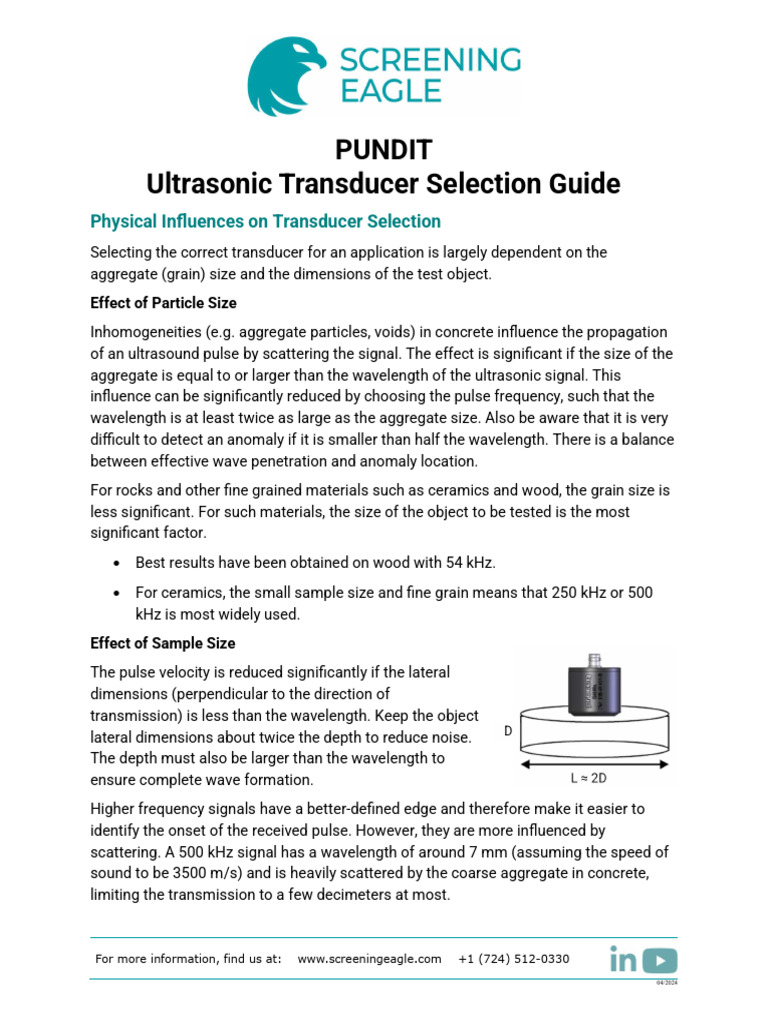 Pundit Transducer Selection Guide Adj | PDF | Waves | Wavelength