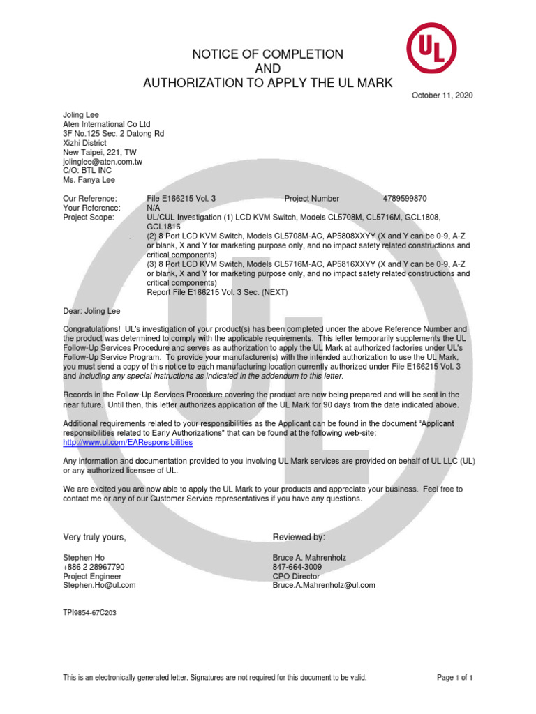 CL5708M CL5716M GCL1808 GCL1816 Ul Cert | PDF