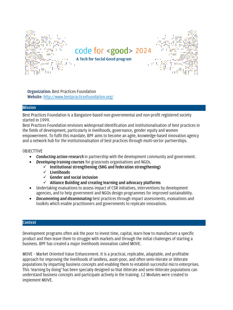 Best Practices Foundation | PDF | Innovation | Non Governmental ...