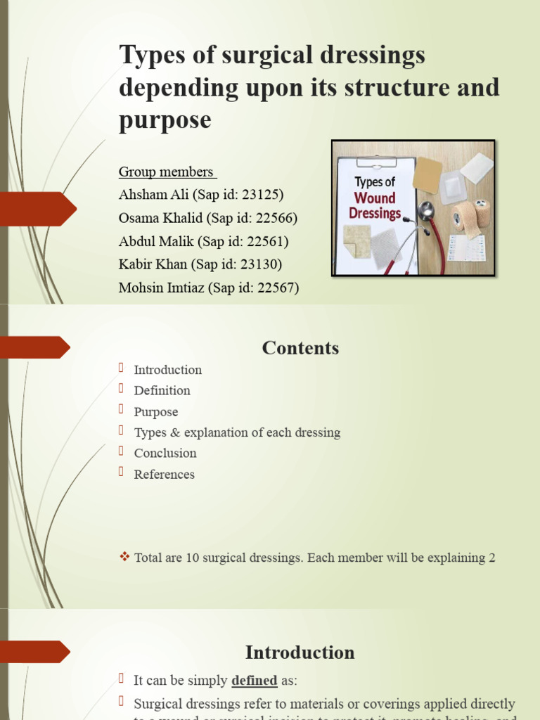 8th sem-Sec-A-Group-D (Types of Surgical Dressings) | PDF | Wound ... 8th sem-Sec-A-Group-D (Types of Surgical Dressings) | PDF | Wound ...