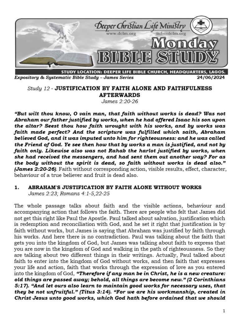 Study 12 - JUSTIFICATION BY FAITH ALONE AND FAITHFULNESS AFTERWARDS-MBS20240624 | PDF ...