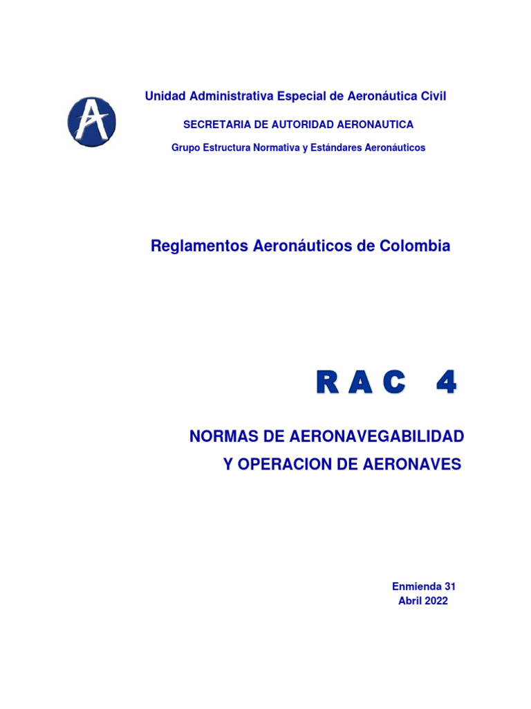 Https - WWW - Aerocivil.gov - Co - Normatividad - Rac - Rac 4 - Normas de Aeronavegabilidad y ...