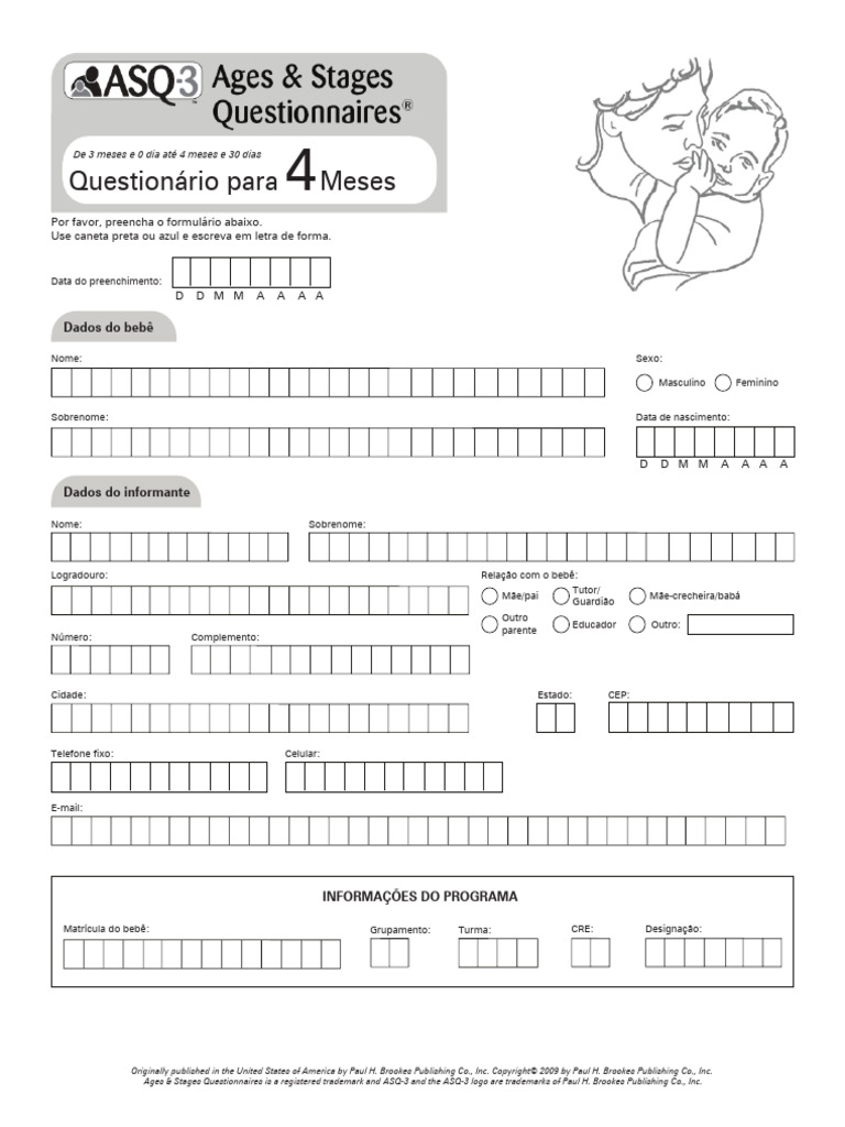 ASQ 3 - Questionário para 04 Meses | PDF