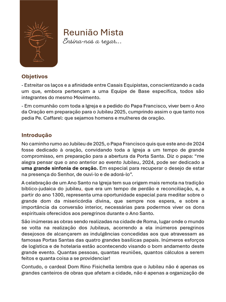Reunião Mista 2024 - Versão Final Completa | PDF | Oração | Igreja católica