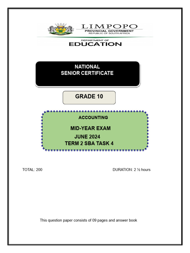 Grade 10 Accn QP June Exan 2024 | PDF | Debits And Credits | Salary