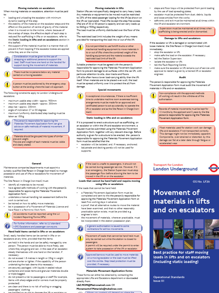 Guidelines for Moving Materials on Escalators | PDF | Escalator | Elevator