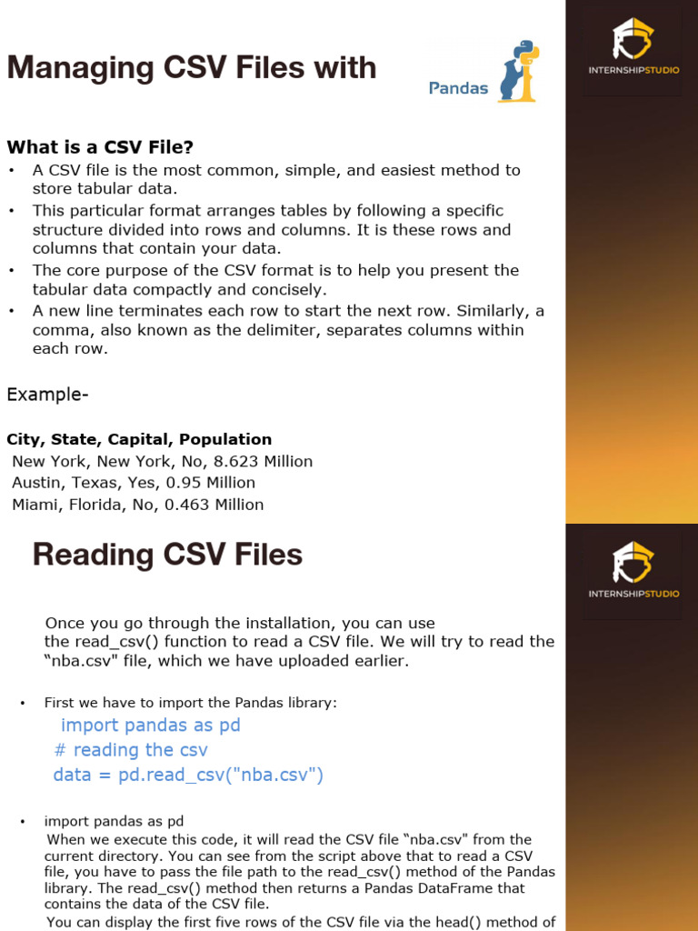 CSV File Management with Pandas | PDF | Computers