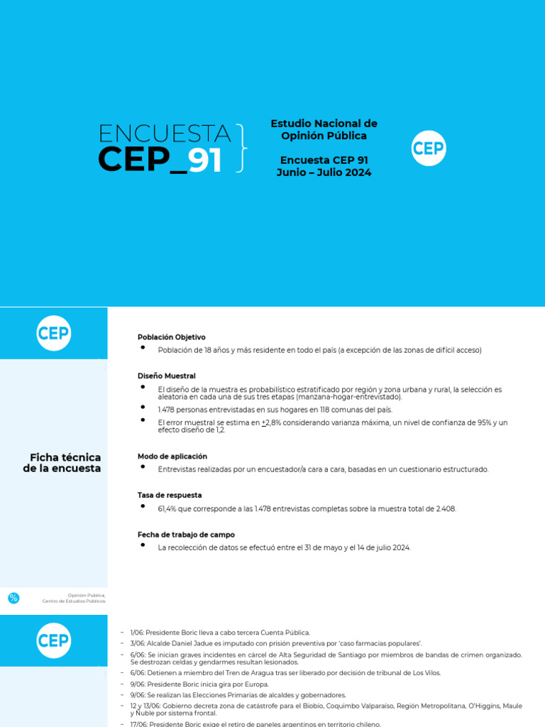 Encuesta CEP 91 | PDF | Metodología de encuesta