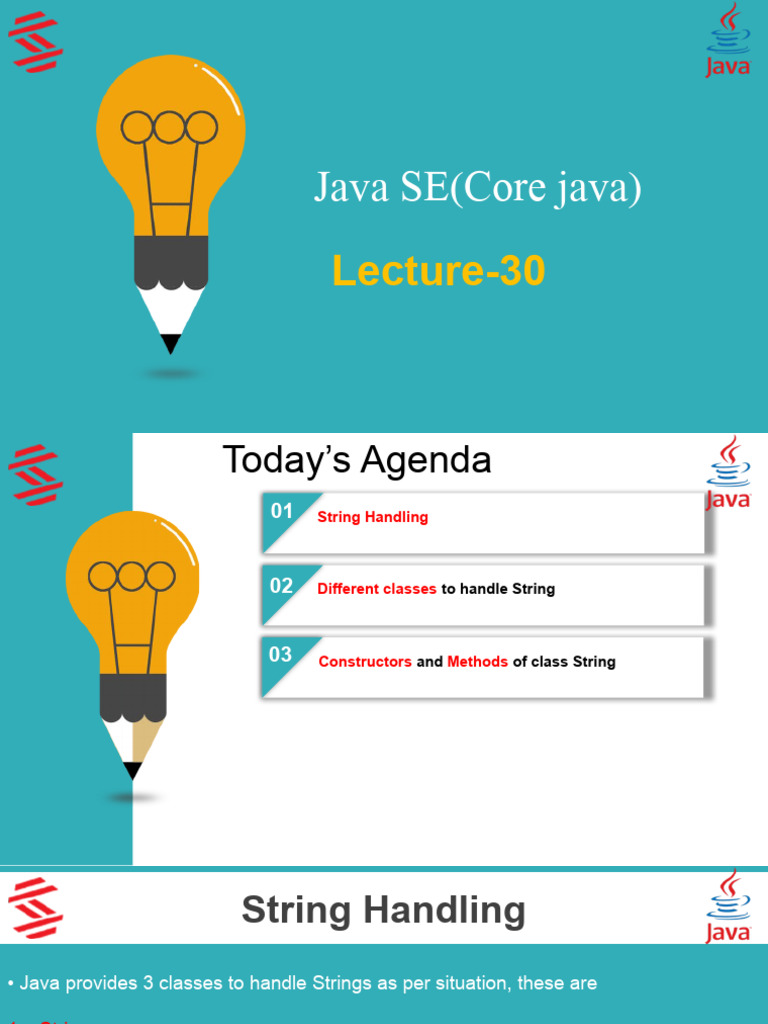 Lecture 30 Java Se String Handling 1 Pdf String Computer Science