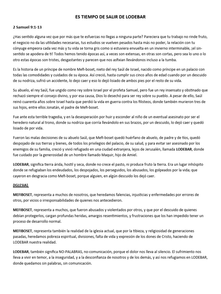 Es Tiempo de Salir de Lodebar | PDF | Saulo | Pecado