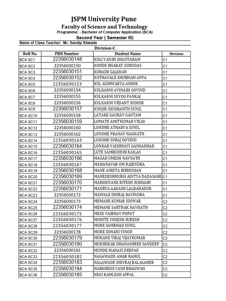 Practical Batches C Division | PDF