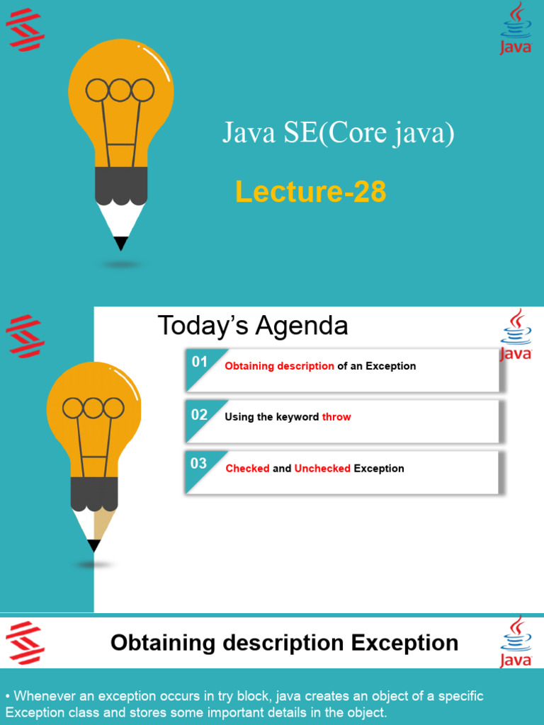 Lecture-28 Java SE (Exception Handling-2) | PDF | Method (Computer Programming) | Java ...