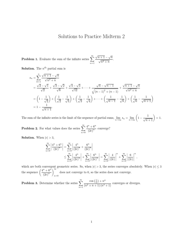 2011 Midterm 2 Solutions | PDF | Series (Mathematics) | Power Series