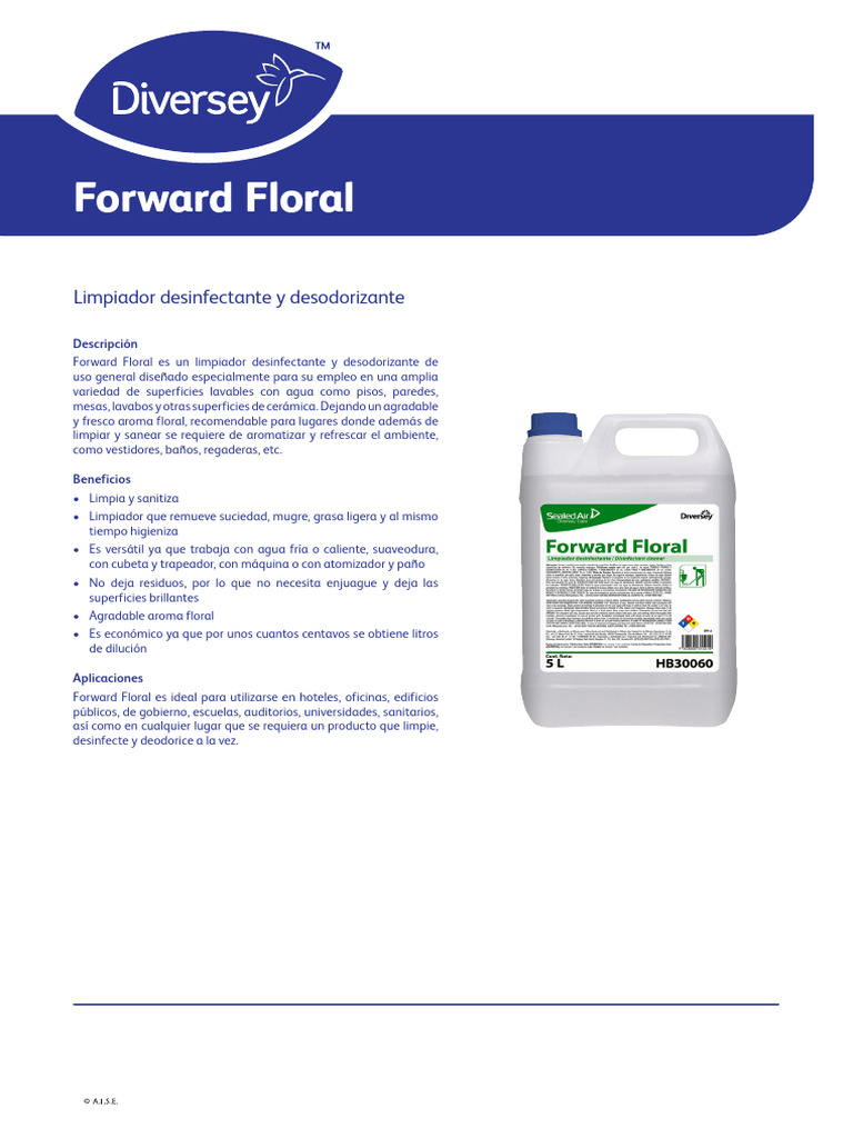 Johnson Profesional Diversey Ficha Tecnica Forward Floral | PDF | Agua