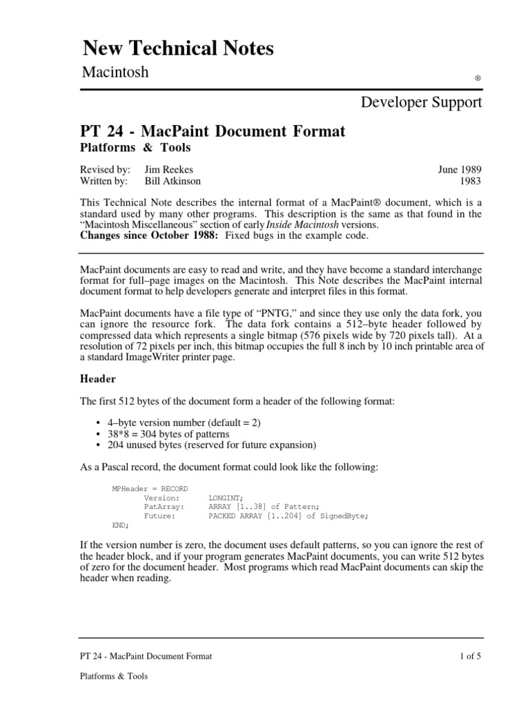Technical Notes On The MacPaint Document Format | PDF | File Format ...