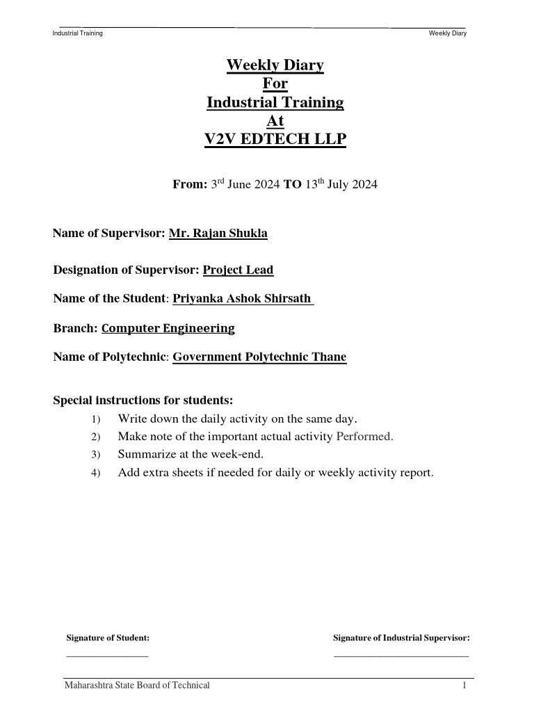 Weekly Diary 1 | PDF | Html Element | Bootstrap (Front End Framework)