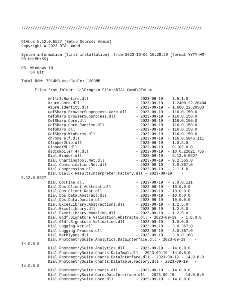 DIALux Setup Information | PDF | Interface (Computing) | User Interface