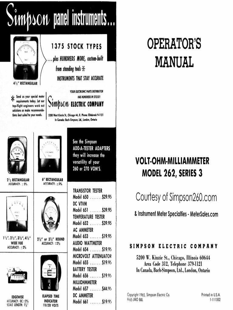 Simpson 262-3 User Manual | PDF