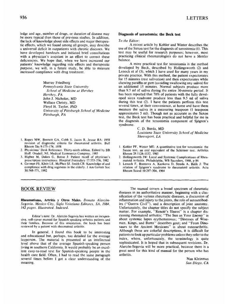 Kleinman 1986 | PDF | Arthritis | Clinical Medicine